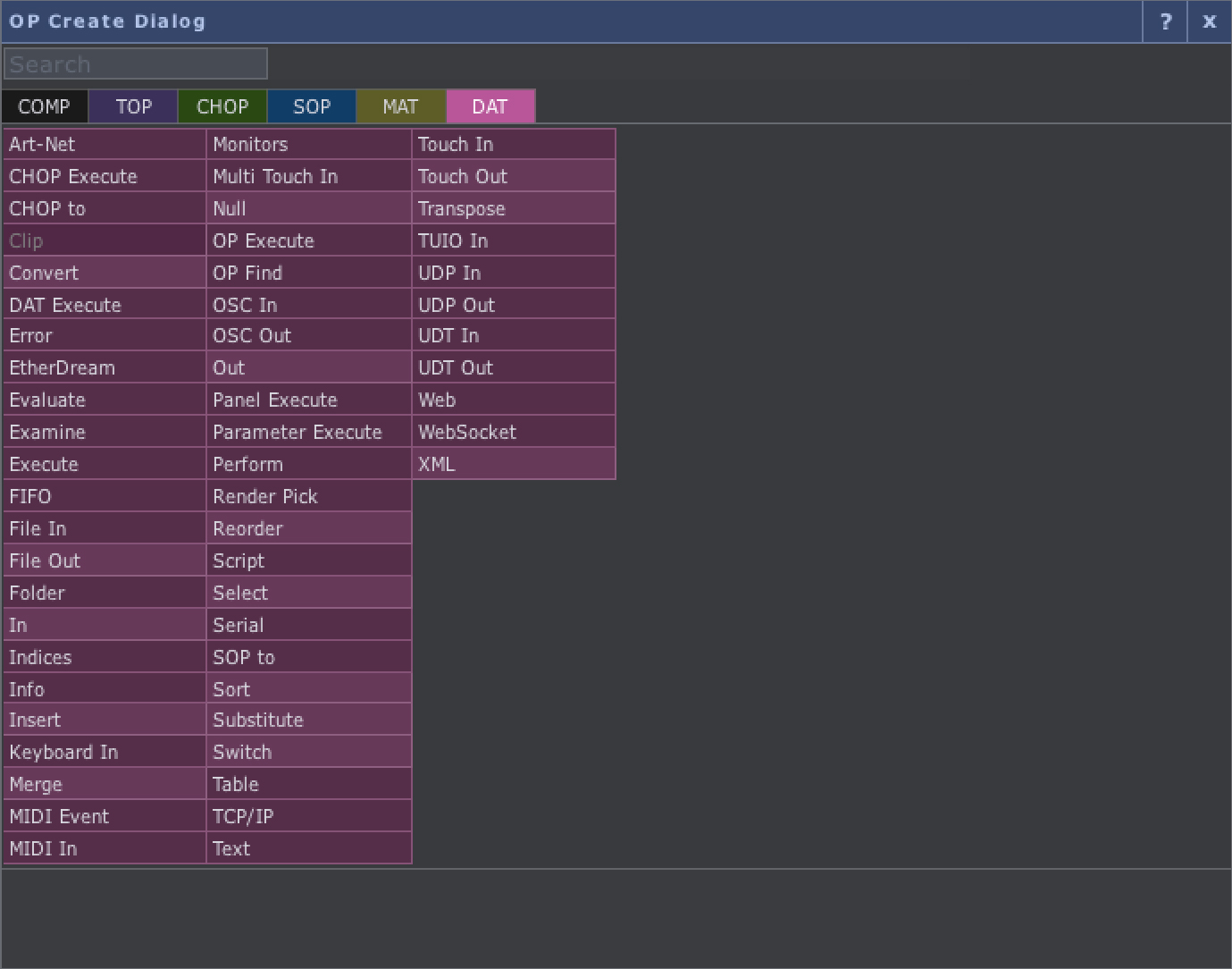 TouchDesigner099（Mac版）で使用できないDAT | IMAGINAM